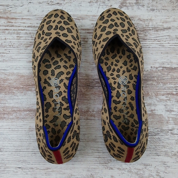 Rothy's | Shoes | Rothys Spotted Leopard Blue Halo Red Heel Flats ...